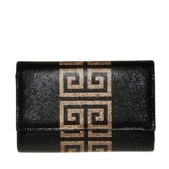 Bags | Greek Pattern Rhinestone Black Clutch | Poshmark